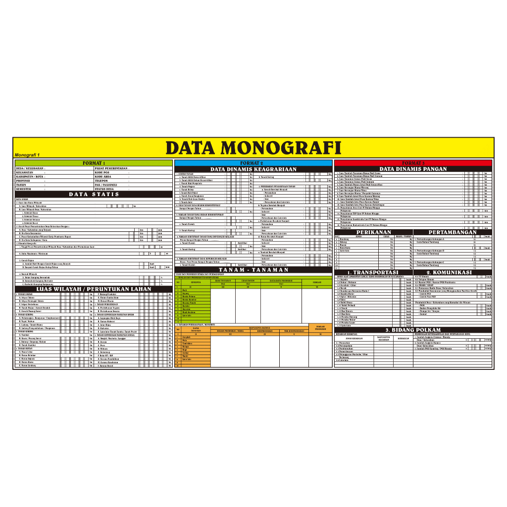 Jual Papan Data Monografi Desa Ukuran 240x120 Jumbo List Aluminium ...