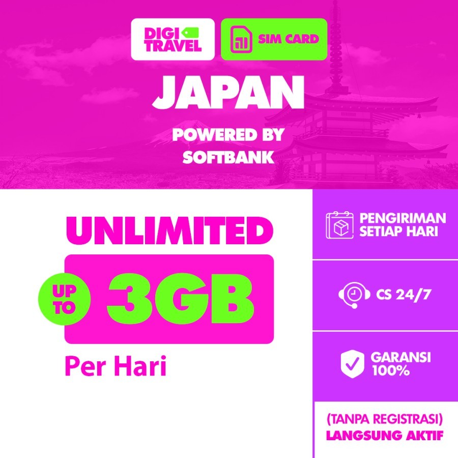 Jual DIGI TRAVEL Sim Card Jepang Unlimited | Simcard Internet Japan ...