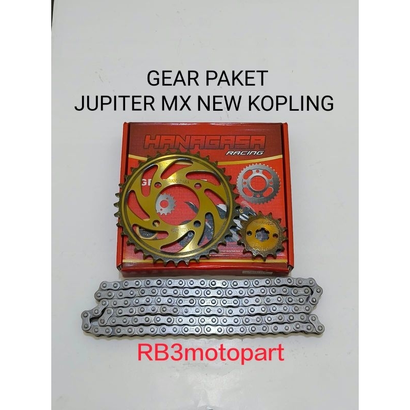 Jual GEAR PAKET GIR SET HANAGASA JUPITER MX NEW KOPLING 14T-38T / 428H ...