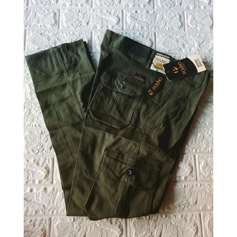 Jual Celana chino kargo cargo taktikal panjang original polino cowok pria hitam army abu ...