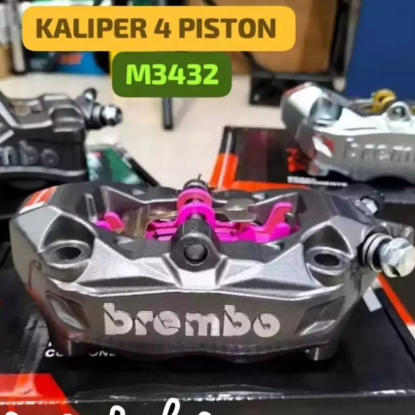 Jual KALIPER 4 PISTON M3 M432 GREY PICTH 100 MONOBLOCK TERKENAL M432 CALIPER DEPAN M432 GP4X ...