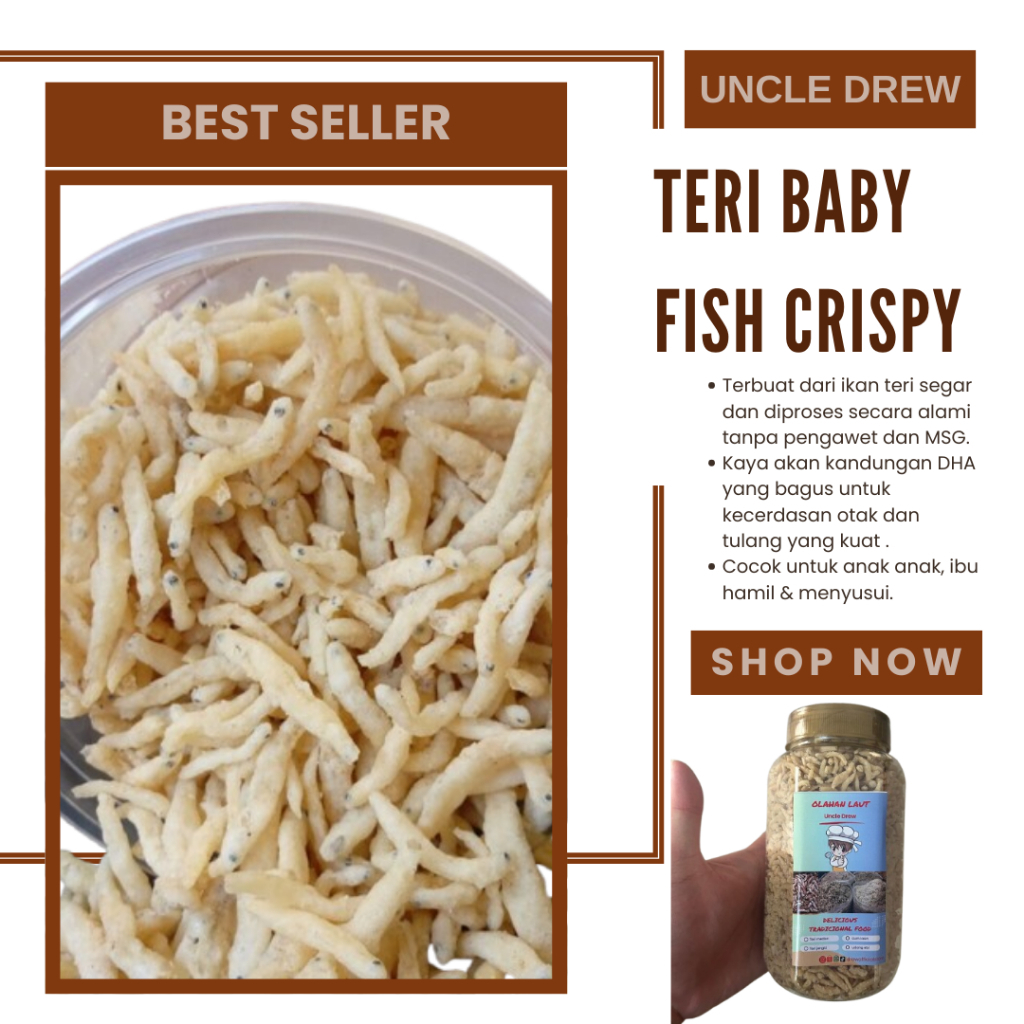 Jual IKAN TERI BABY CRISPY ( BABY FISH TERI SEGAR ) UNCLE DREW | Shopee ...