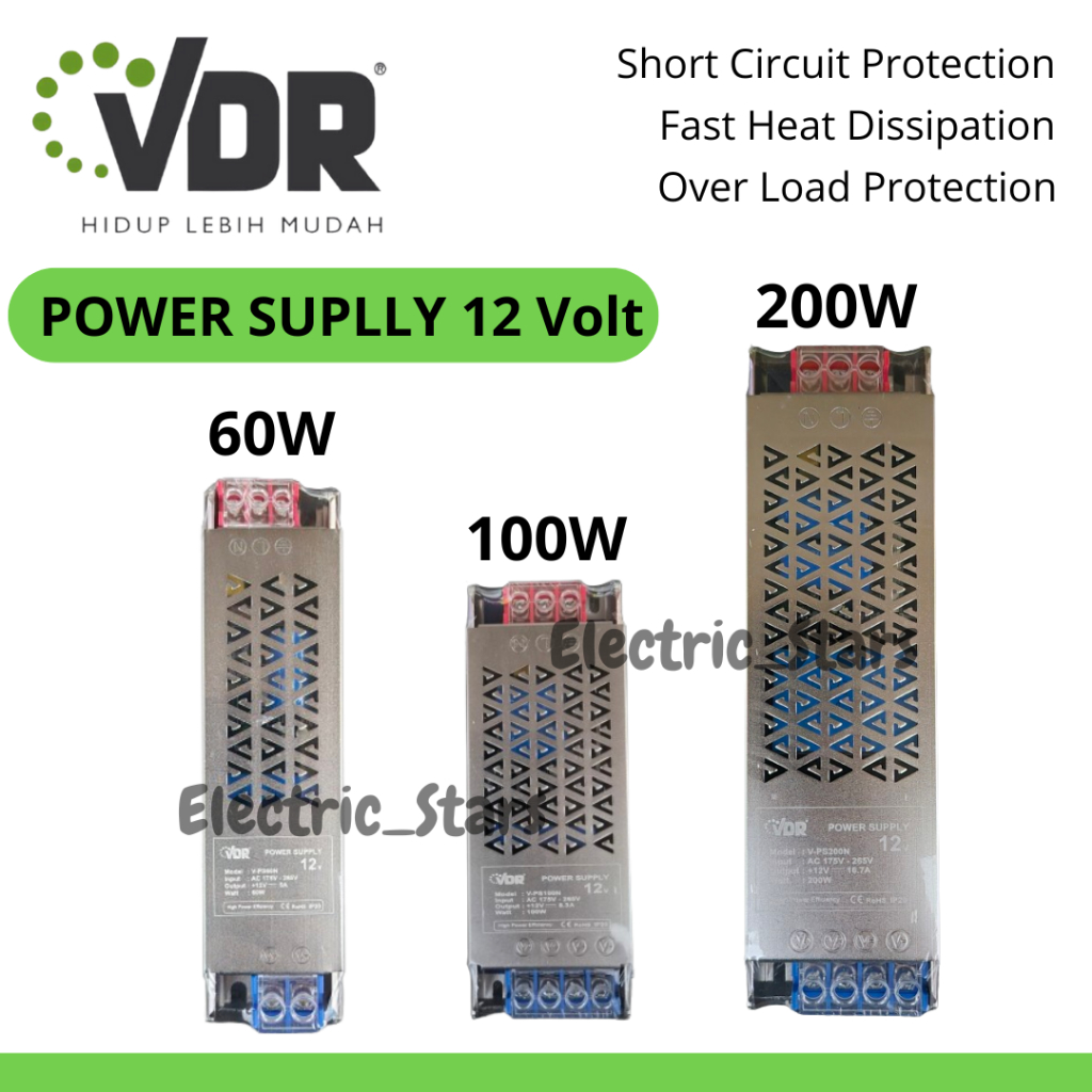Jual VDR Ultra Slim Power Supply LED Adaptor Jaring 12V 60W 100W 200W ...