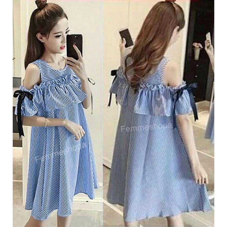 Jual FEMMESHOPA-DRESS MURAH/DRESS KOREA/DRESS TERBARU/DRESS LUCU-YX SABRINA RIYUKI OFF SHOULDER ...