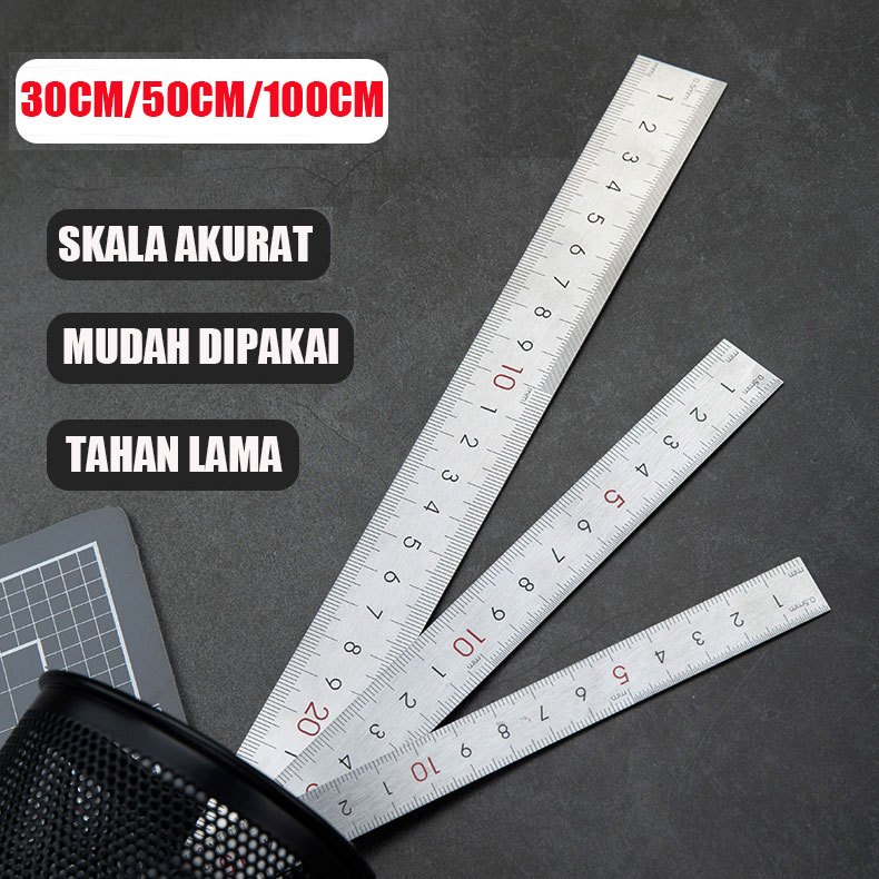 Jual Penggaris 30cm50cm100cm / Penggaris panjang / Stainless Steel ...