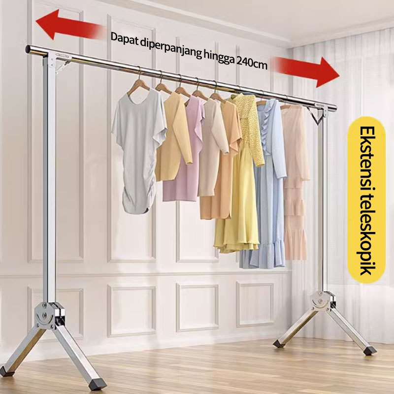 Jual 240CM Jemuran Baju Stainless Steel Jemuran Single Pakaian Lipat ...