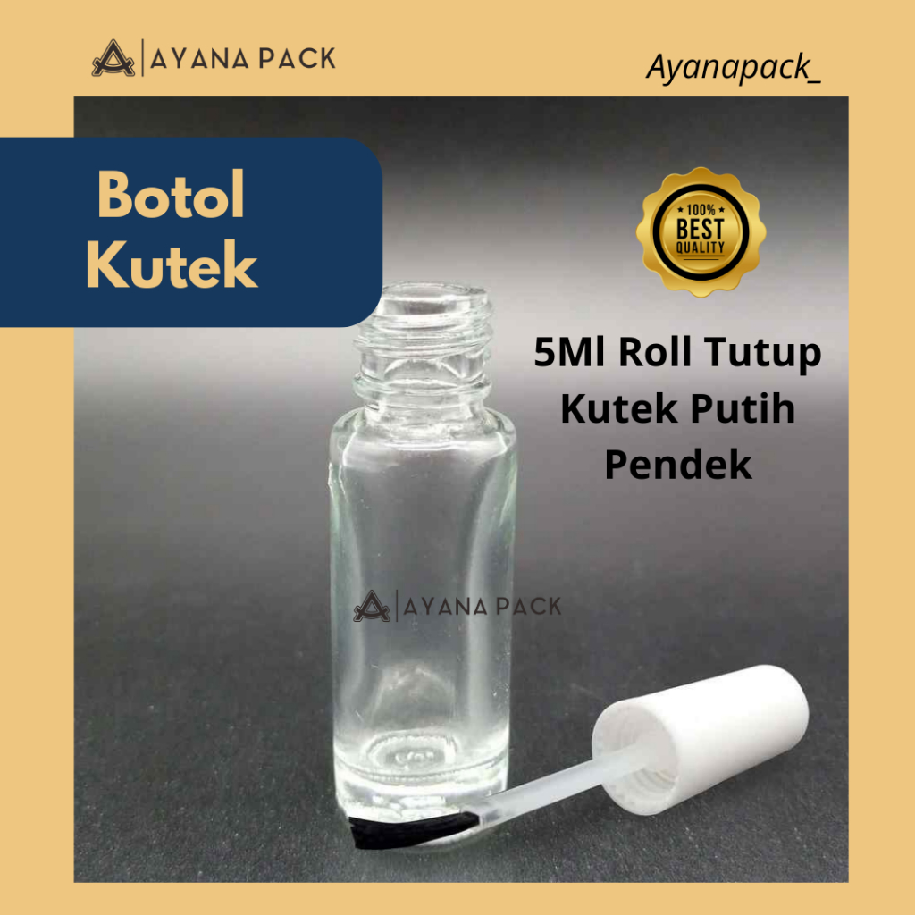 Jual Botol Kutek Nail Polish 5 ml Roll Kaca Bening Tutup Hitam atau ...