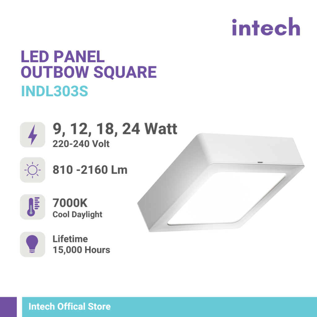 Jual Intech Lampu Plafon Downlight Outbow 9 Watt - 24 Watt Kotak ...