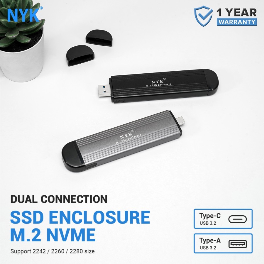 Jual Case SSD M2 NVME External Dual Connection USB / Type C NYK S5 ...