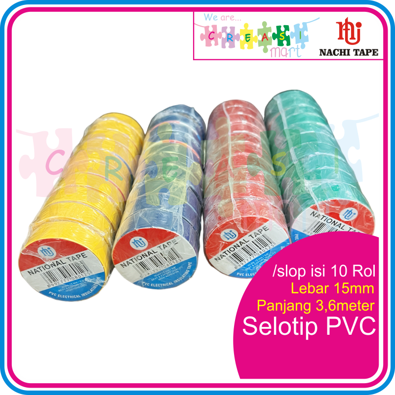 Jual National Selotip PVC/Kabel/Listrik di jual /slop isi 10pcs Nachi ...