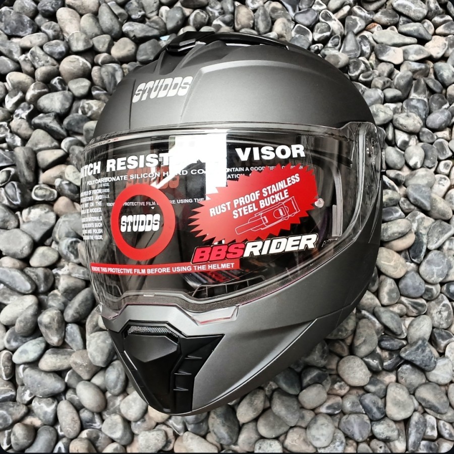 Jual Helm STUDDS TROOPER SOLID MODULAR MATT GUN GREY DOUBLE VISOR ...