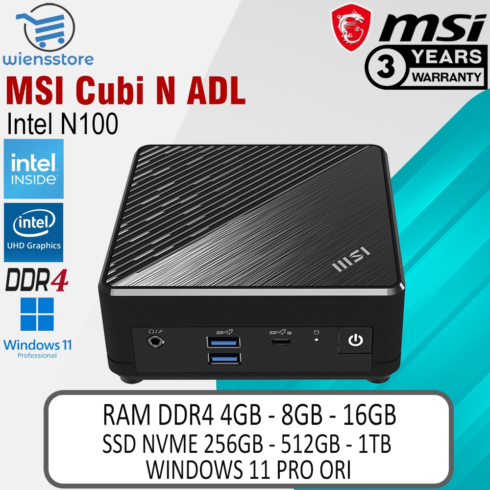 Jual Mini PC MSI Cubi N ADL - Intel N100 + RAM + SSD + Windows 11 Pro | Shopee Indonesia