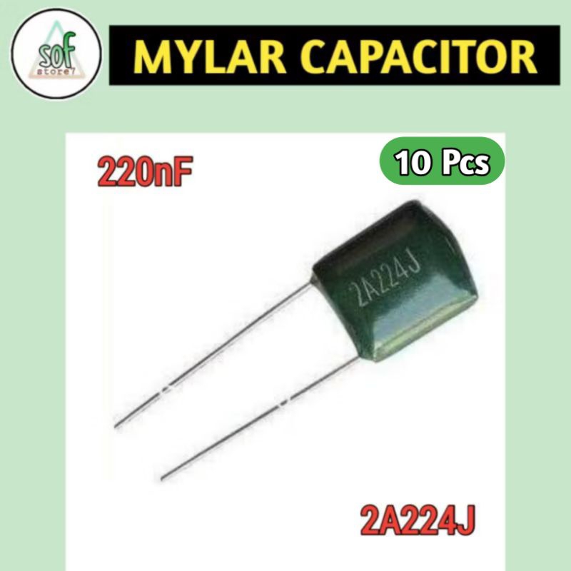 Jual 10pcs Kapasitor Milar 220nf 2A224J Mylar Capacitor 224j | Shopee ...