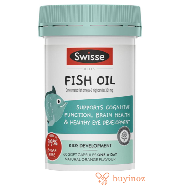 Jual Swisse Kids Fish oil 60 capsules DHA omega 3 351mg | Shopee Indonesia