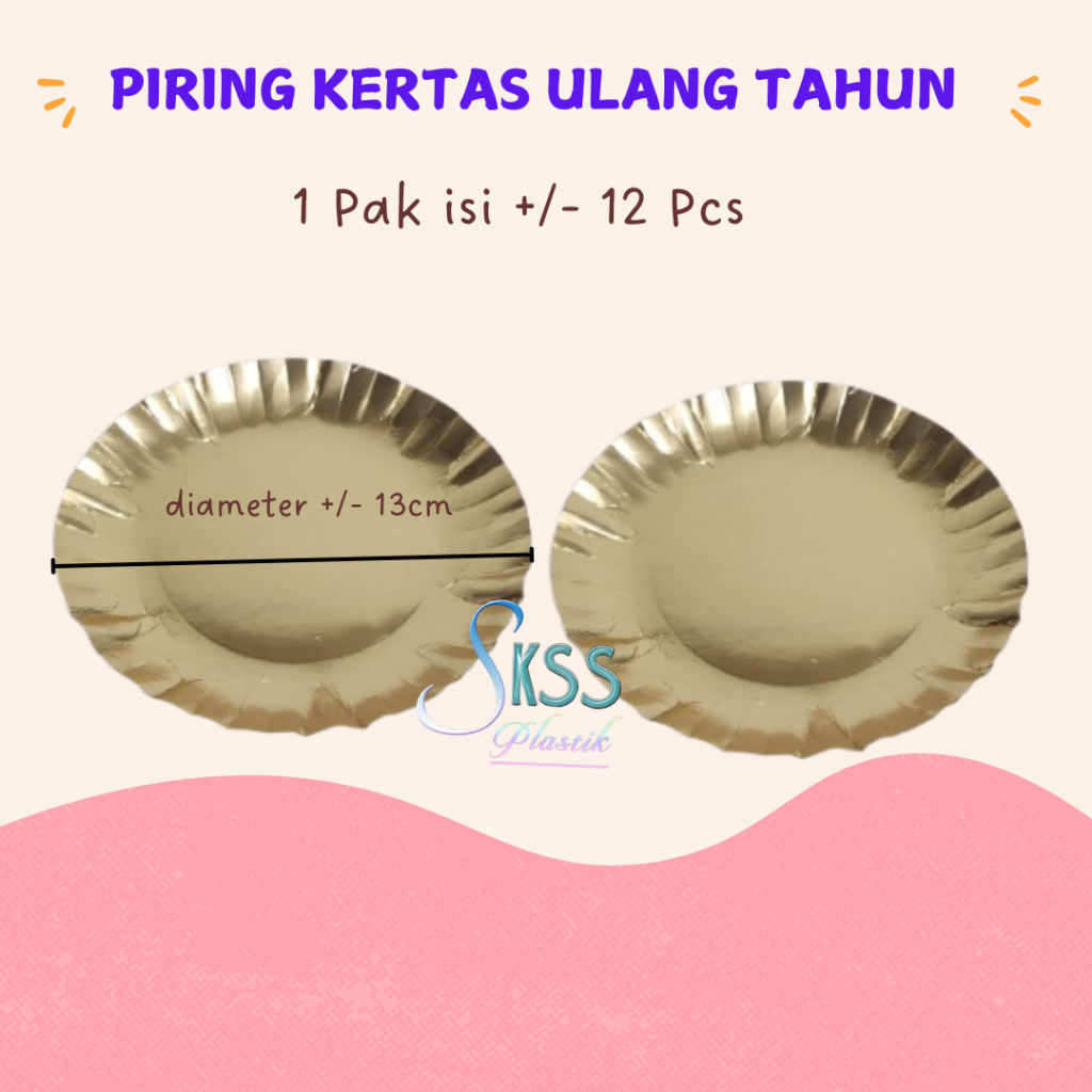 Jual Piring Kue Ulang Tahun Kertas Emas / Gold Paper Plate @12PCS | Shopee Indonesia