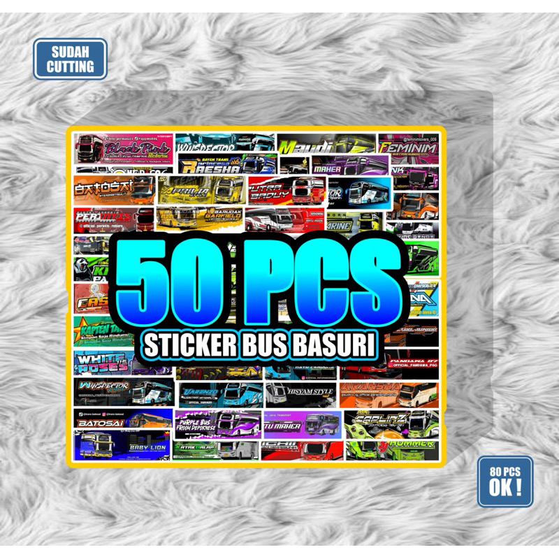 Jual stiker bus basuri viral isi 50pcs sudah cutting tinggal tempel ...