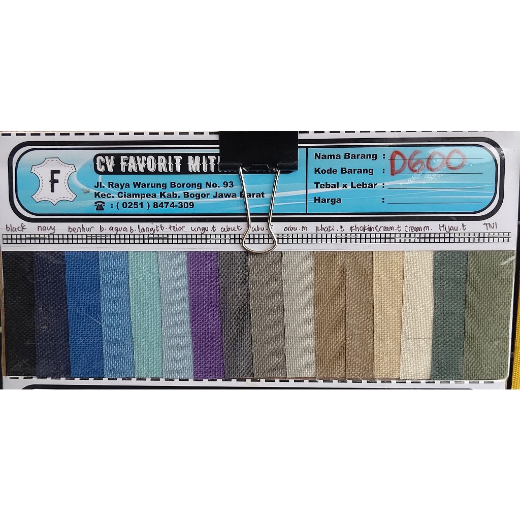 Jual BAHAN TAS / KAIN D600 (DINIER) polyester D 600 DINIR HARGA PER 0,5 ...