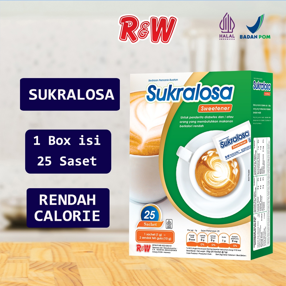 Jual Sukralosa Gula Rendah Kalori Sweetener Rajawali R&W RW 25 Sachet ...