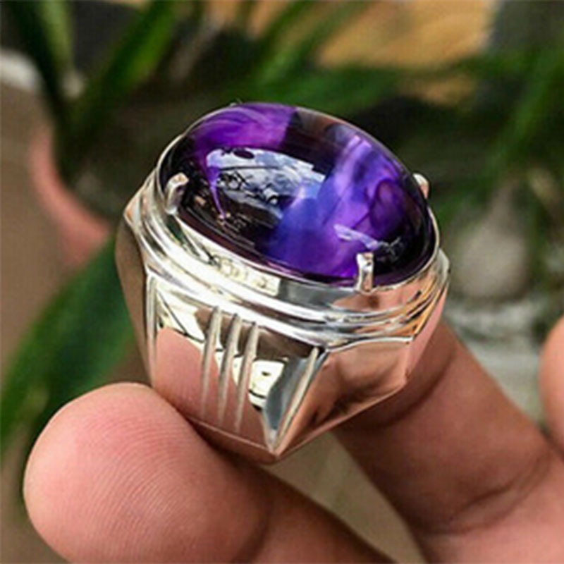 Jual Cincin Pria Batu Ungu Oval Vintage / Cincin Batu Ungu / Classic ...