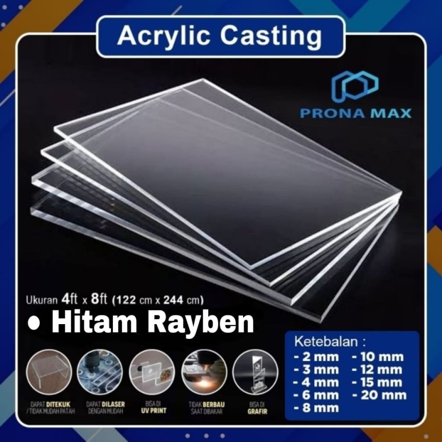 Jual Acrylic / Akrilik Lembaran 5MM Hitam Rayben Kode 0020 UK 122 x 244 ...