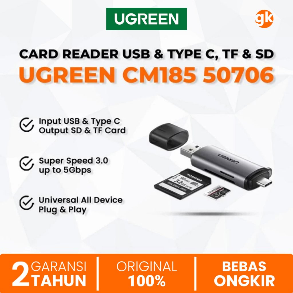 Jual UGREEN Card Reader OTG USB 3.0 Type C 2in1 Micro SD Memory TF Card CM185 50706 | Shopee ...