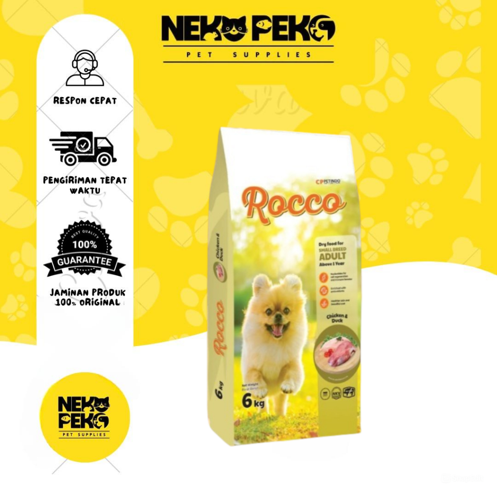 Jual Rocco Chicken Duck Small Breed Adult Dog Food Freshpack 6kg ...