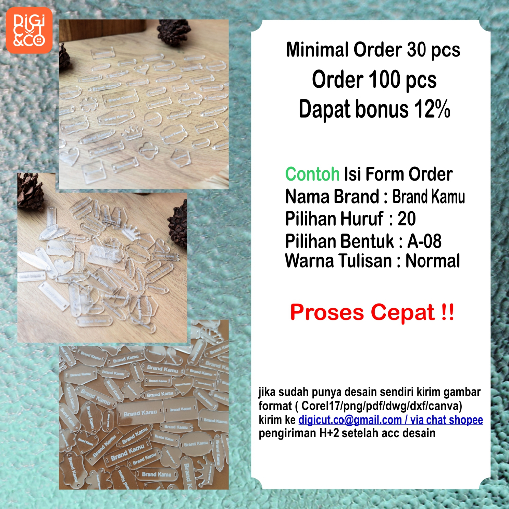 Jual [ Terlaris ] Label Akrilik BENING | Custom Cutting Label - Digicut&Co | Shopee Indonesia