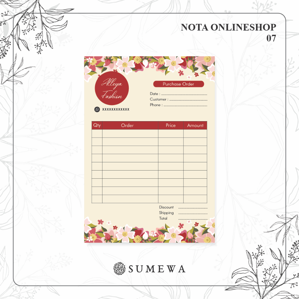 Jual Nota Onlineshop / Nota Pembelian / Nota Orderan / Nota Order ...