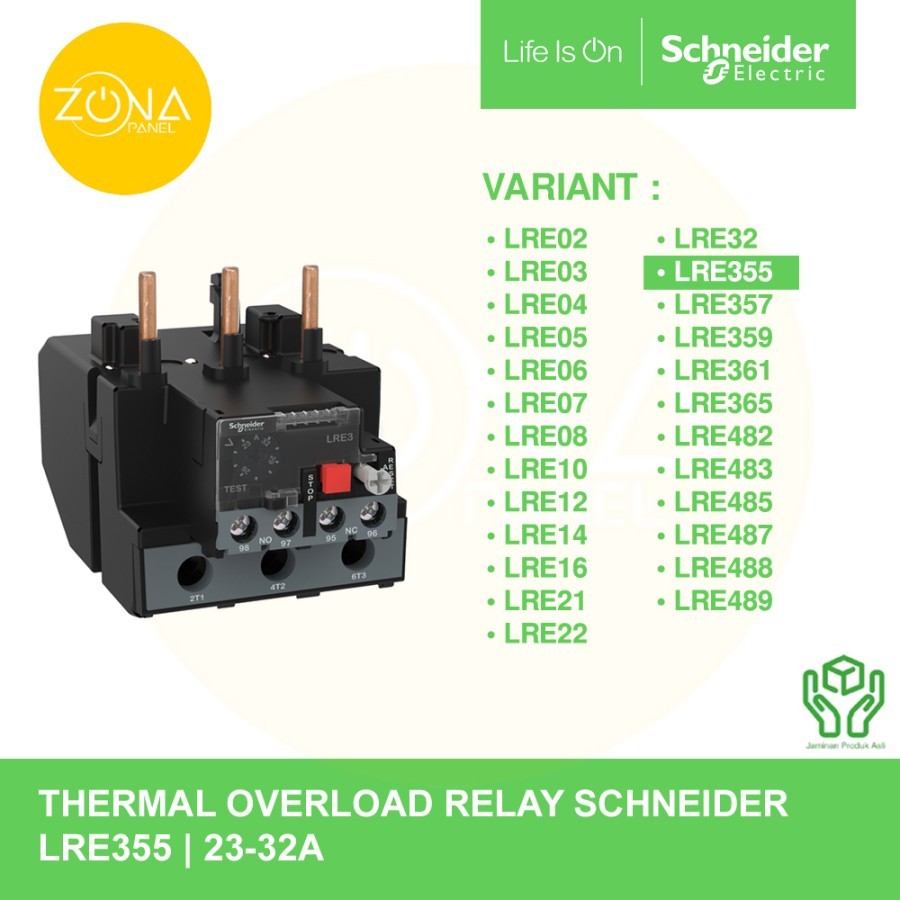 Jual THERMAL OVERLOAD RELAY SCHNEIDER LRE355 LRE 355 30-40A ORIGINAL ...