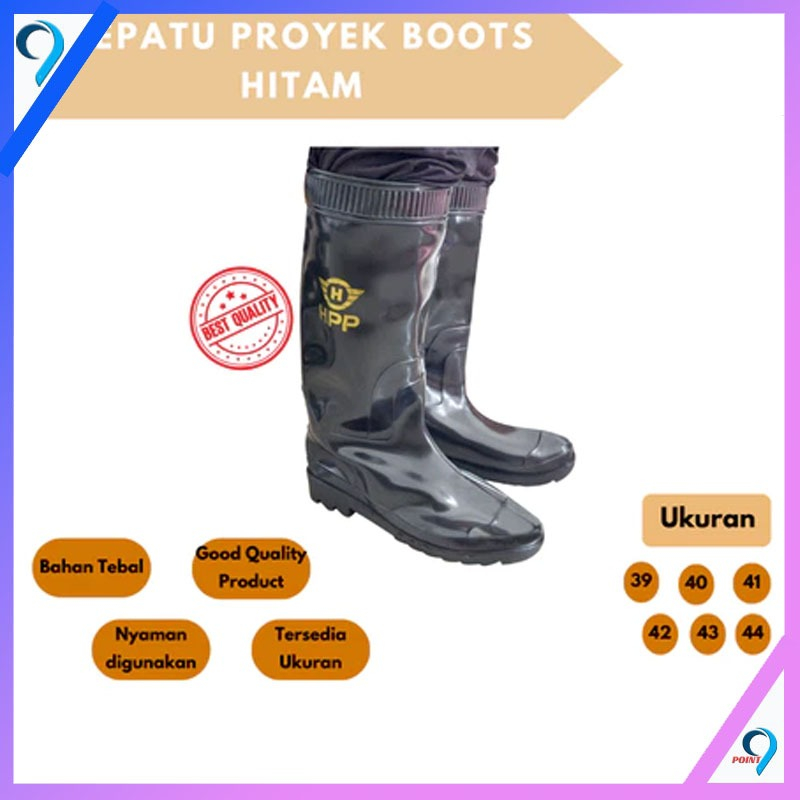 Jual Sepatu boots hitam karet proyek / Sepatu Proyek / Sepatu Boot ...