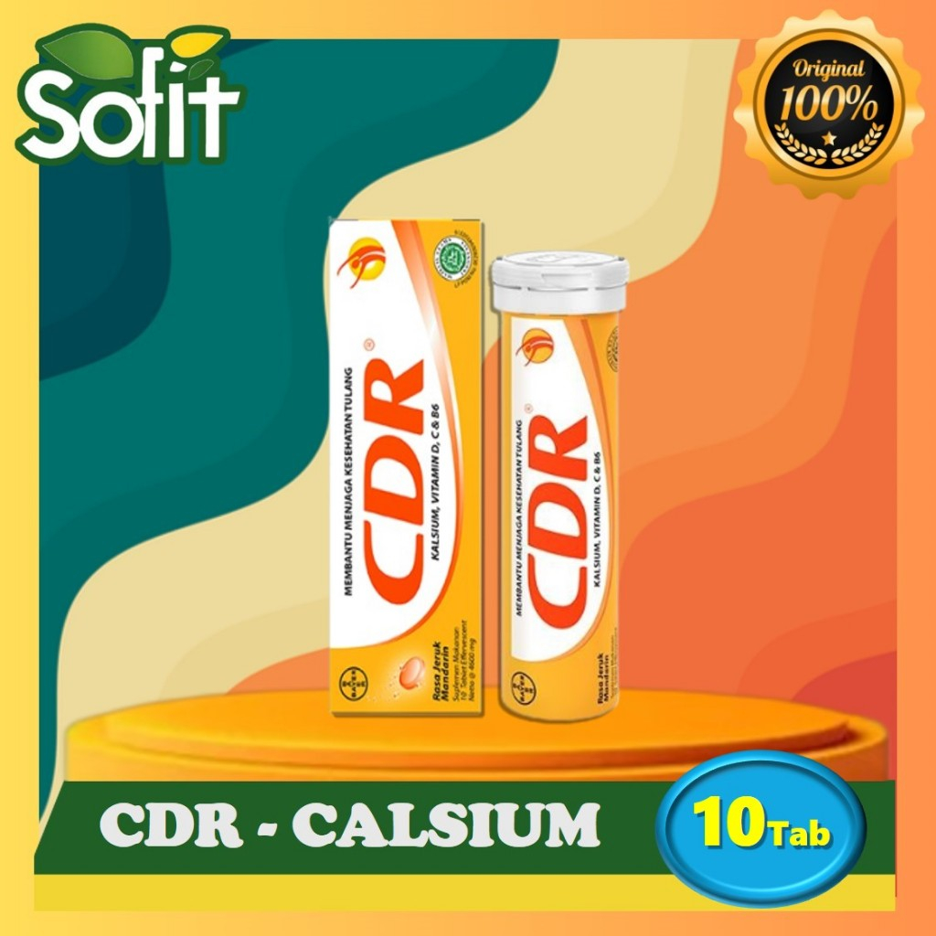 Jual CDR Effervescent Calcium Isi 10 Tablet - CDR Suplemen Kalsium - Vitamin Tulang - Halal ...