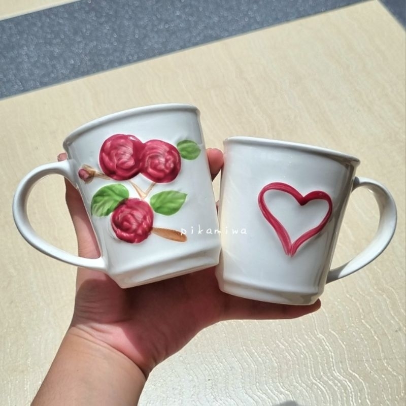 Jual 2 PCS MUG KERAMIK LOVE WHITELINE mug lucu mug love mug motif ...
