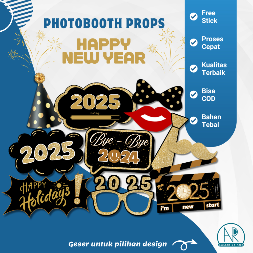 Jual D84 Photobooth Props Happy new Year 2025 Custom | Photo both props ...