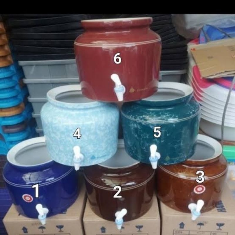 Jual Guci Galon Keramik Trisensa Warna Campur tempat air galon | Shopee ...