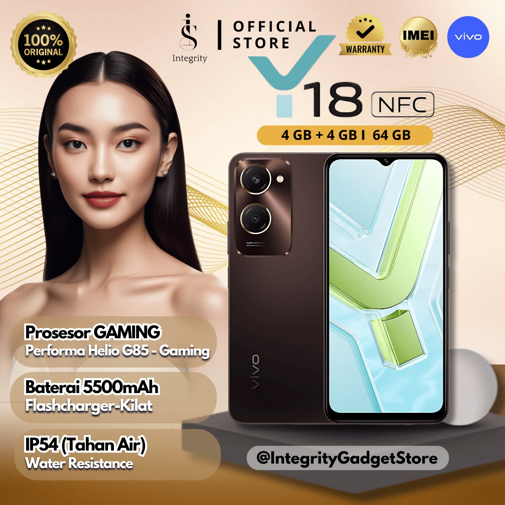 Jual VIVO Y18 (6+6/128) 5000mAh Baterai Terbaru 2024 Garansi Resmi 12 Bulan 50Mp Camera Helio ...