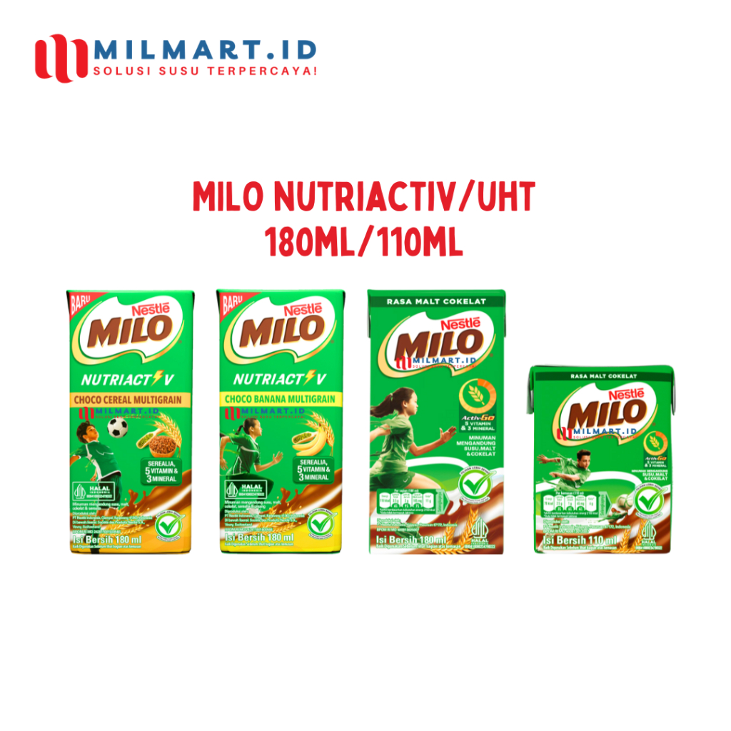 Jual MILO KOTAK 180ML/110ML (1 PCS) COKLAT UHT NUTRIACTIV MILO CHOCO CEREAL COKLAT SEREAL MILO ...