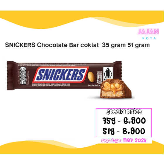 Jual SNICKERS CHOCOLATE 35 gram 51 gram | Shopee Indonesia