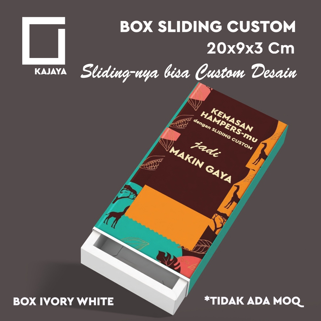 Jual Box Sliding Custom Desain 20x9x3 cm Kertas Ivory_Kotak Cokelat ...