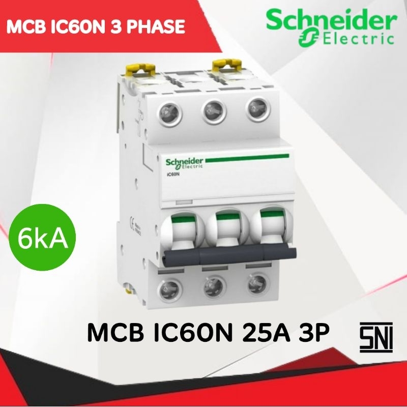 Jual MCB Schneider ACTi 9 25 Ampere 3 PHASE / MCB IC60N 25A 3P 6kA | Shopee Indonesia