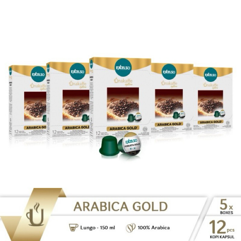 Jual Excelso Capsule Unakaffe Kopi Kapsul paket 5 pack ARABICA GOLD ...