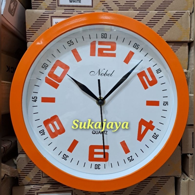 Jual jam dinding polos Nobel 565 oren/putih | Shopee Indonesia
