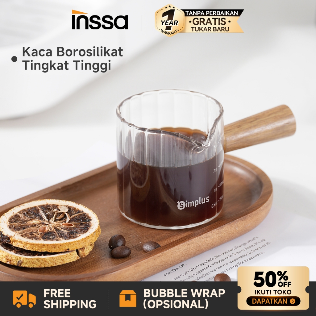Jual INSSA Gelas Takar Gelas Kopi 90ml Kaca Borosilikat Kualitas Tinggi ...