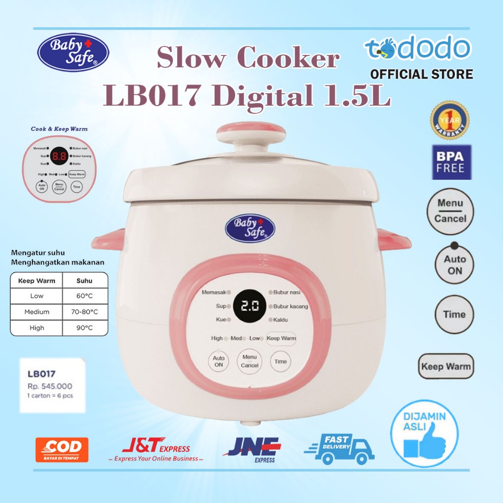 Jual Alat Masak Makanan Bayi MPASI Slow Cooker Baby Safe LB017 Digital ...