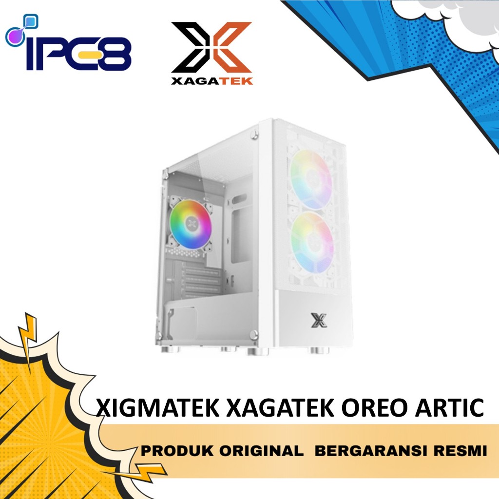 Jual XIGMATEK XAGATEK PC CASING OREO ARTIC - MATX TEMPERED GLASS + 3PCS ...