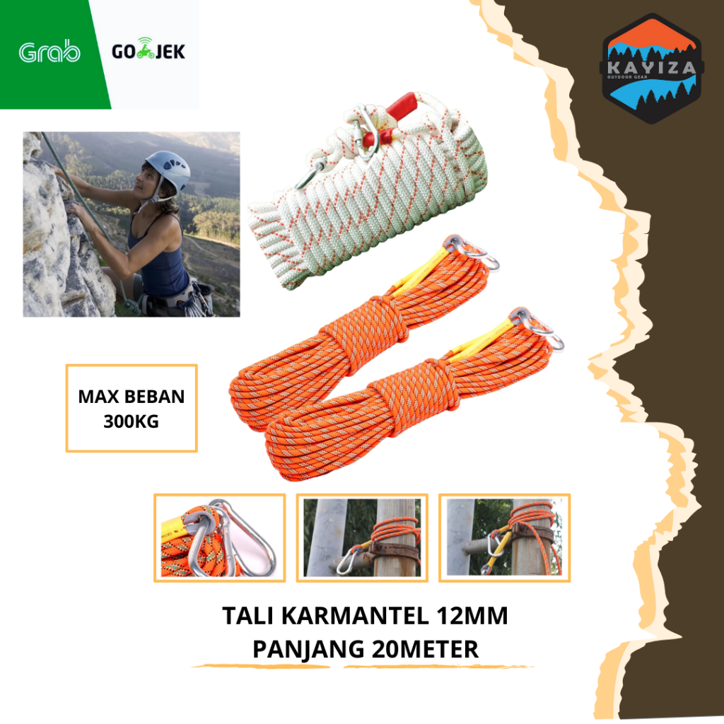 Jual Tali karmantel 12mm 20 meter - tali climbing paracord buckle ...