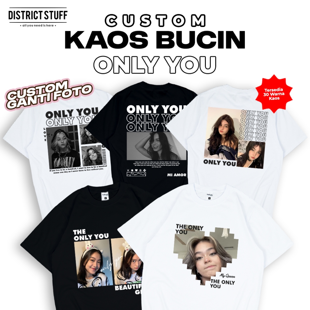 Jual Kaos Sablon Custom Foto Bucin Only You Pria Wanita Baju Couple ...