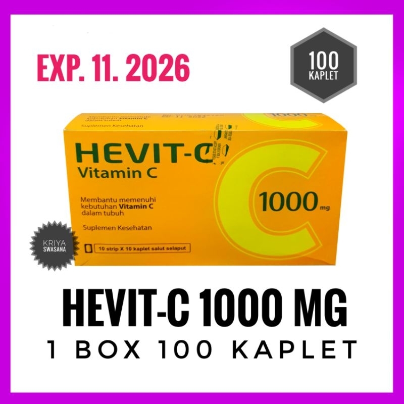 Jual HEVIT-C 1000 MG 1 BOX ISI 100 KAPLET VITAMIN C | Shopee Indonesia