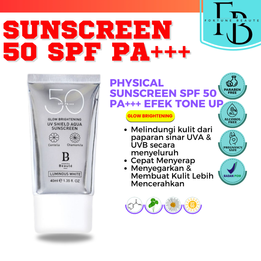 Jual Premiere Beaute Glow Brightening Uv Shield Aqua Sunscreen (SPF 50 ...