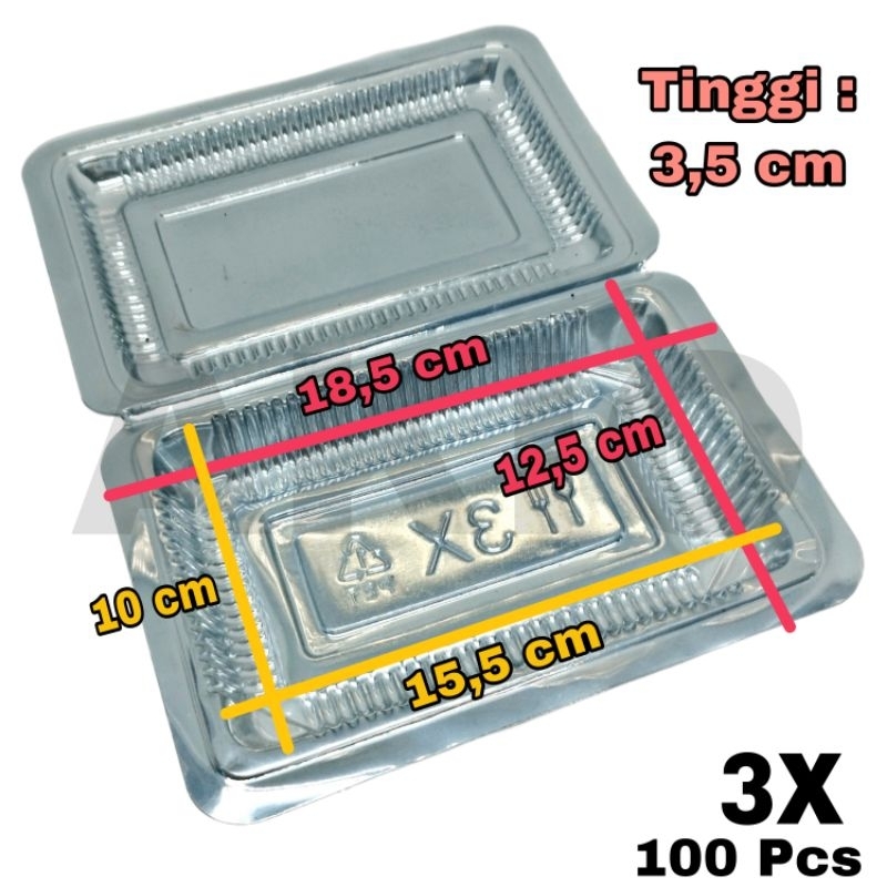 Jual Mika Plastik Kotak Bening 3X Isi 100 Pcs GLX Box Wadah Makanan ...
