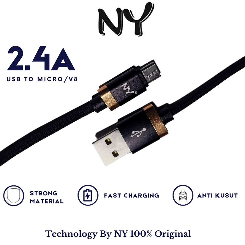 Jual NY KABEL DATA NY PREMIUM USB - MICRO / V8 (BLACK) | Shopee Indonesia